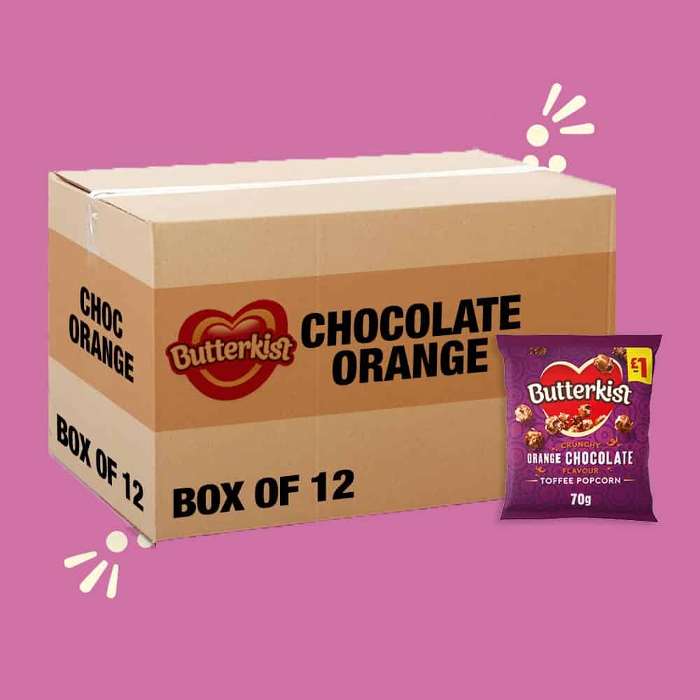 Box of 12 - Butterkist Chocolate Orange Popcorn 70g - (£1 Bag) - One ...